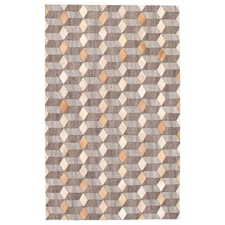 ECARPETGALLERY Handmade Cowhide Patchwork Grey Hemp, Jute, Leather Rug ...
