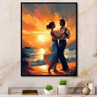 Designart "Colorful Bolero Couple Dancing V" Romantic Framed Canvas Art ...
