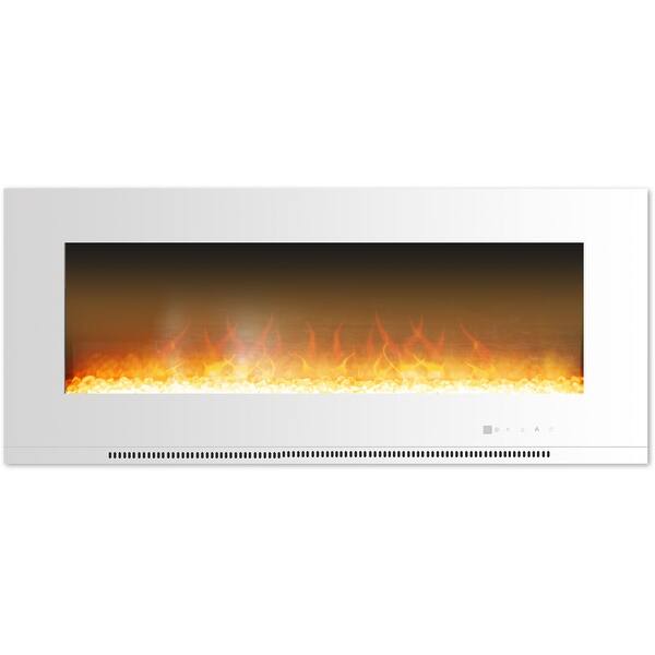 Hanover Fireside 56 In. Wall-Mount Electric Fireplace in White with ...