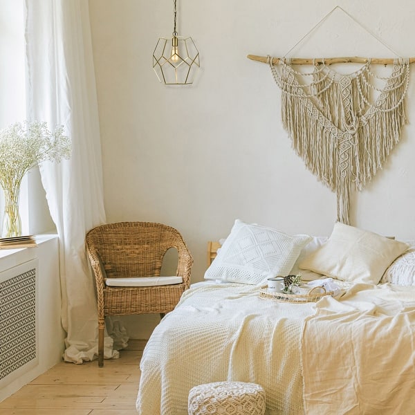 Hanover Harriet Geometric Pendant Light for Hardwire or Plug-In Swag Installation, Pale Gold ...