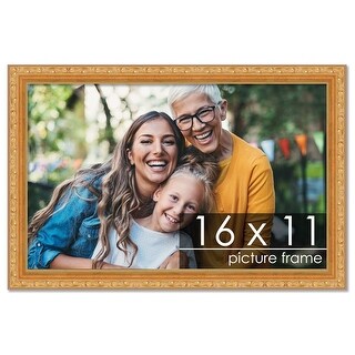 16x11 Traditional Gold Complete Wood Picture Frame with UV Acrylic ...
