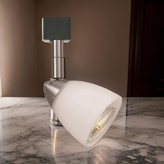 Metal Track Light with Interchangeable Round Glass Shade, Silver and ...