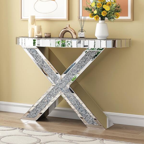 Modern Glam Console Table with X-Cross Diamond Legs - Bed Bath & Beyond ...