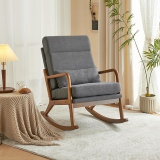 Upholstered Rocking Chair Single Sofa Accent Rocker Lounge Dark Grey ...