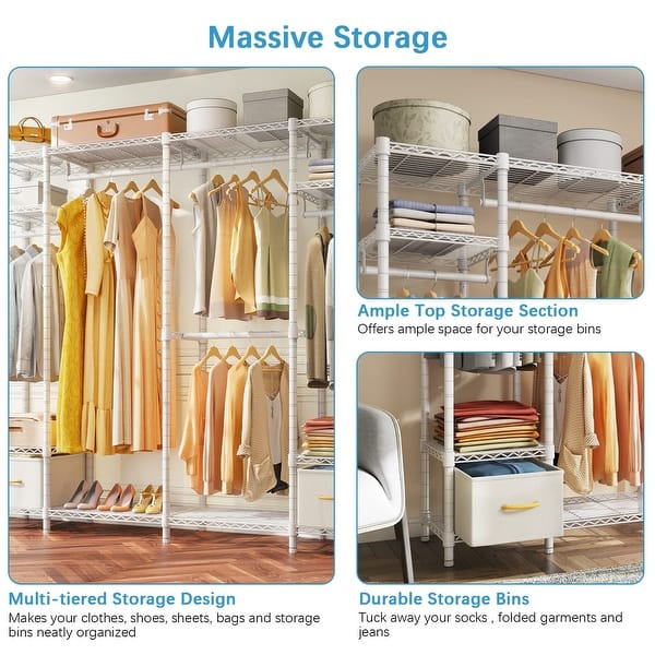 Portable Closets Garment Rack Clothes Rack, Adjustable Wire Clothing ...