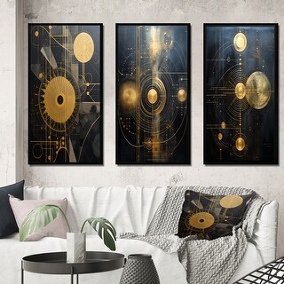 Designart "Ancient Wisdom Of Atlantis Retro Geometry Gold VI" Modern ...
