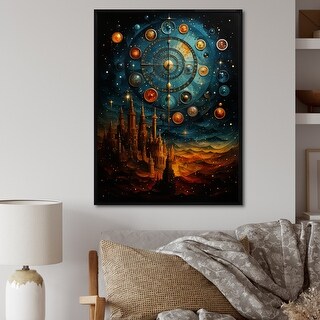 Designart "Astrology Astrological Mosaic" Zodiac Framed Wall Decor ...
