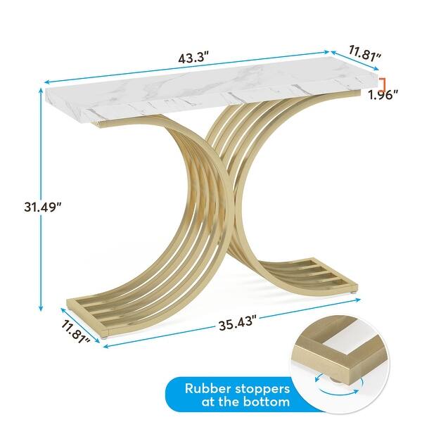 Gold Entryway Console Table with Metal Base, Modern foyer Entry tables ...