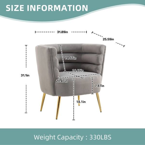 Velvet Upholstered Leisure Single Round Chair with Golden feet - Bed ...