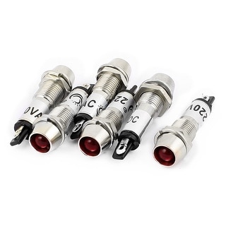 5Pcs AC 220V Red LED Metal Indicator Pilot Dash Light Signal Lamp - Bed ...