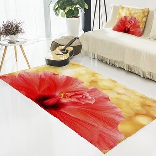 Designart 'Hibiscus Flower with Lit up Background' Floral Area Rug ...