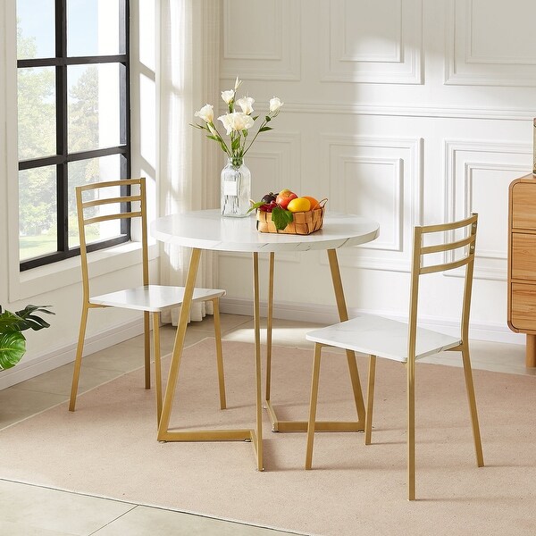 Small round white dining table set store