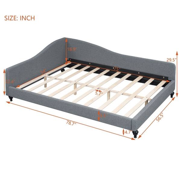 Full Bed Semi-enclosed Guardrail Sofa Bed Gray Curved Arms Bed - Bed ...