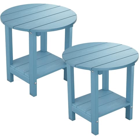 WINSOON All Weather HIPS Outdoor Side Tables 2-Tier Adirondack Tables ...