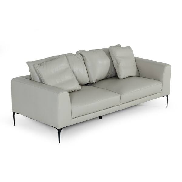 Divani Casa Jacoba Modern Light Grey Leather Sofa - Bed Bath & Beyond ...