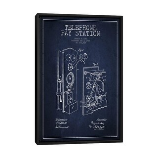 iCanvas "Long Telephone Blue Patent Blueprint" by Aged Pixel Framed ...