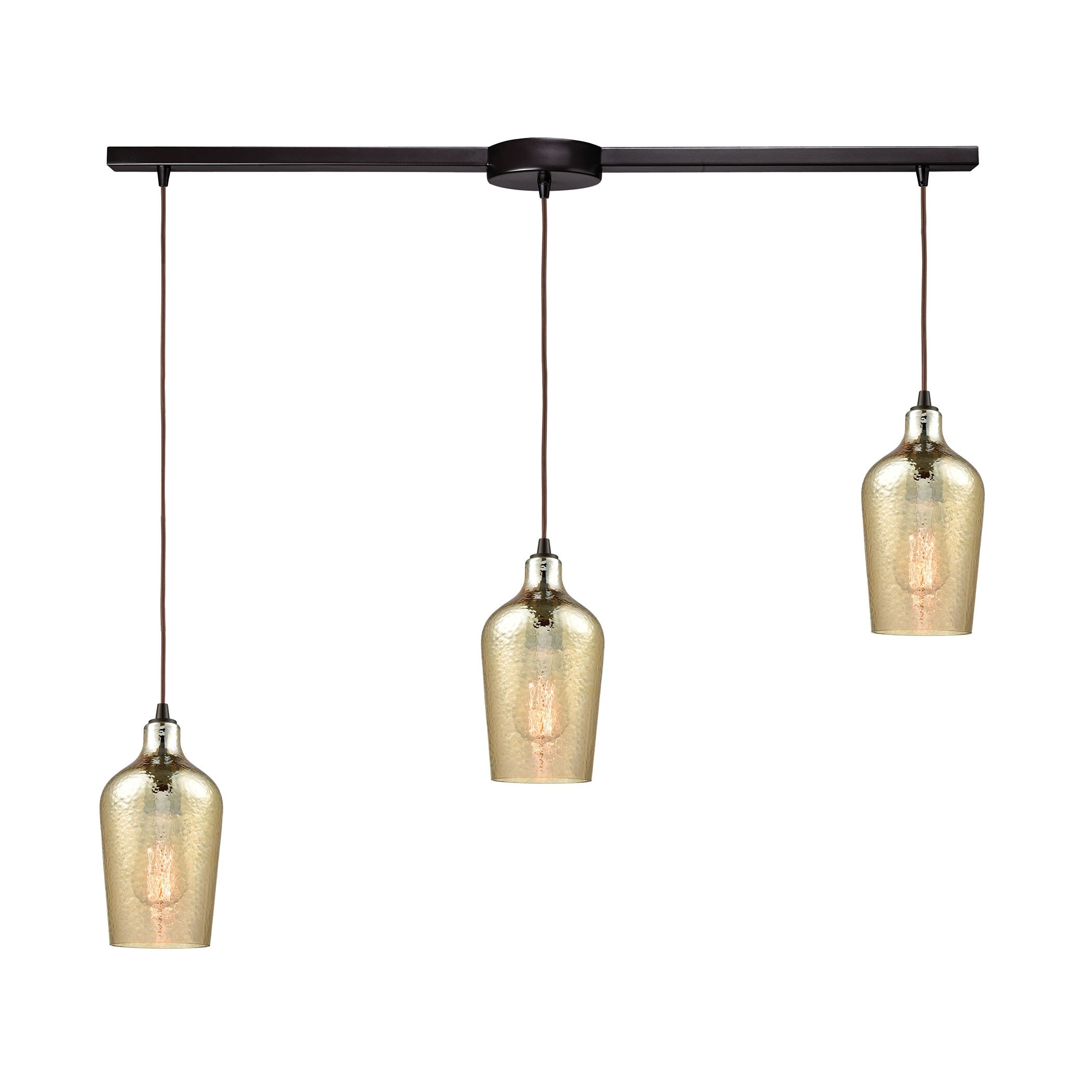 Elk Home Hammered Glass Bronze With Hammered Glass 3 Light Pendant Bed Bath And Beyond 32865150