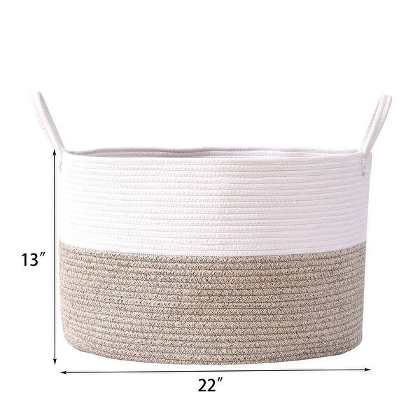 22" Cotton Rope Storage Basket Bin With Handles - Bed Bath & Beyond ...