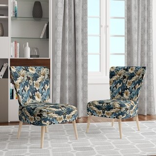 Designart "Paisley Elegance Blue And Beige I" Upholstered Floral Accent ...