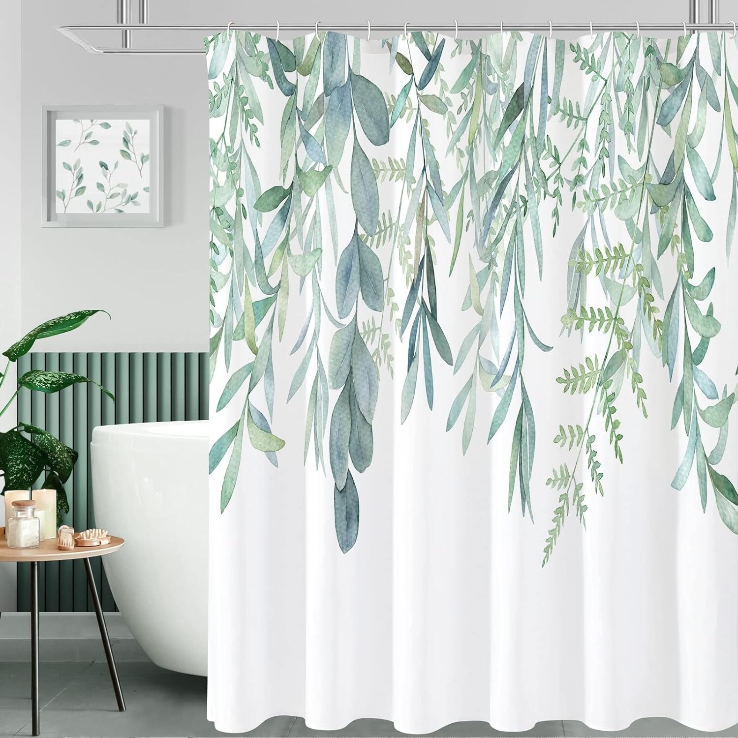 Spring Floral Shower Curtain for Bathroom, Eucalyptus Leaves - On Sale ...