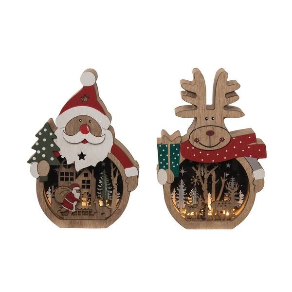 MDF Light Up Laser Cut Santa and Reindeer Christmas Decor ...