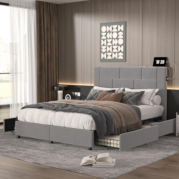 Headboard with charging ports store
