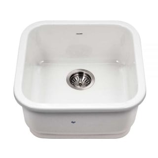 Houzer Platus 19 inch White Fireclay Undermount Square Bar Sink with ...