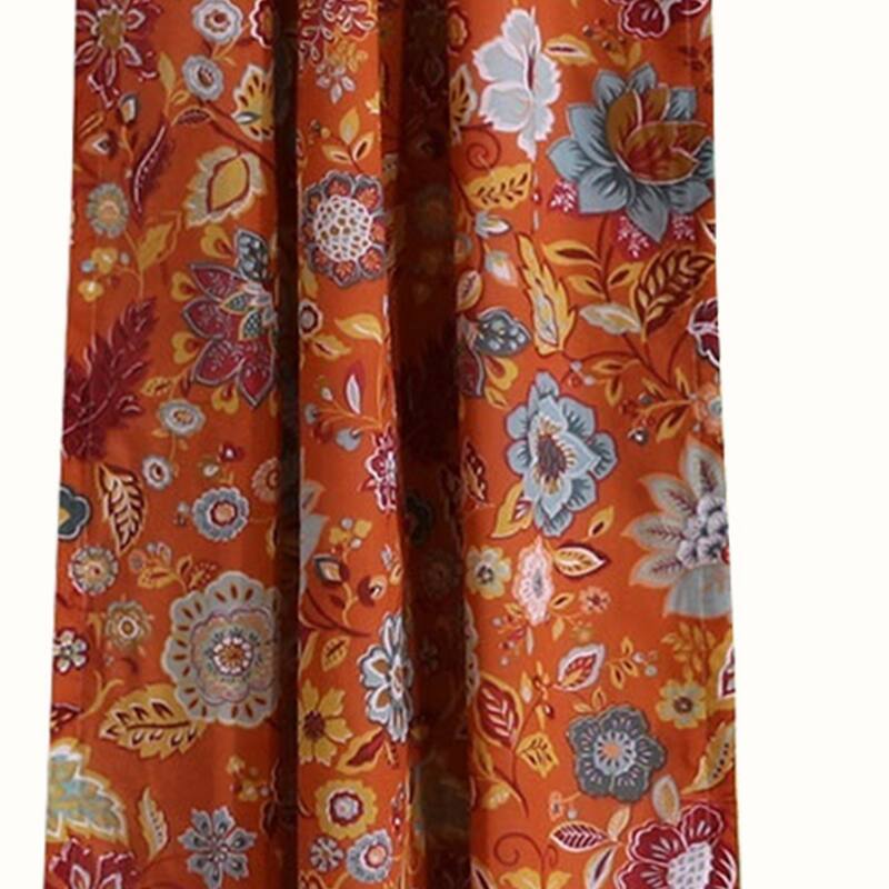 4 Piece Polyester Window Panel Set with Floral Print, Multicolor ...