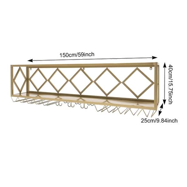 Wine Rack Floating Shelves Wall-Mounted Inverted Wine Glass Rack - Bed ...