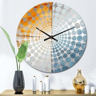 Designart "Yellow and blue marble ink flow" Blue Abstract Marble Clocks ...
