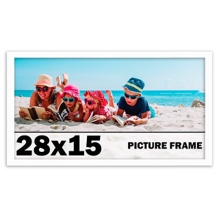 28x15 Frame White Solid Wood Picture Frame Includes UV Acrylic Shatter ...