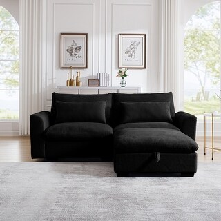 Comfy Corduroy Sectional Sofa for Living Room - Deep Couches with ...