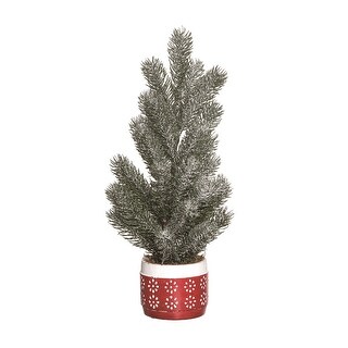 18" Potted Evergreen Artificial Christmas Tree, Unlit - Tabletop - Bed ...