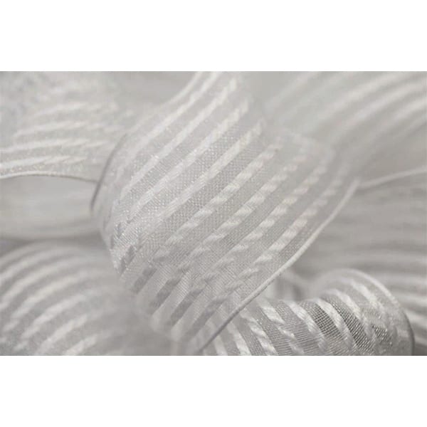 White Sheer Stripe Wired Ribbon - Bed Bath & Beyond - 36879966