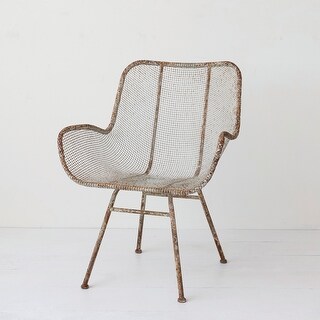 Sturdy Metal Chair in Antique Finish - 29.1"L x 23.6"W x 36.3"H - Bed ...