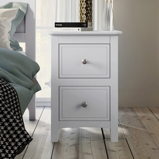Bedside Table Wood 2 Handle-free Drawer End Table with Metal Runners ...
