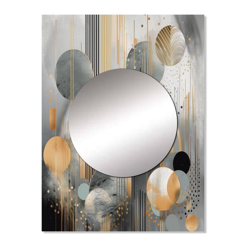 Designart "Abstract Shapes And Lines II" Abstract Marble Mirror Gold ...