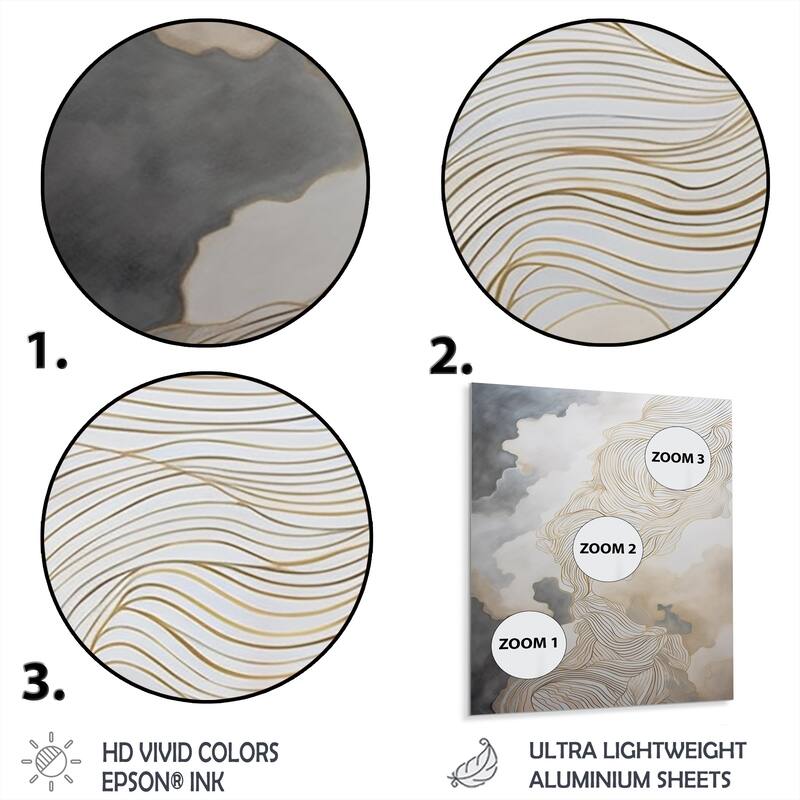 Designart "Gold And Grey Abstracted Line Artistry IV" Minimalism Line ...