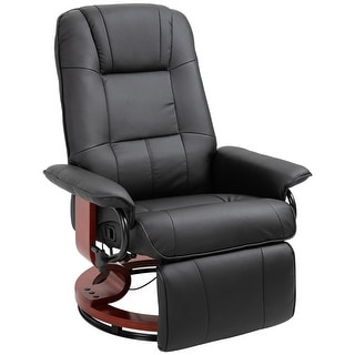 Swivel Manual Recliner w/Extendable Footrest, Faux Leather Wrapped Wood ...