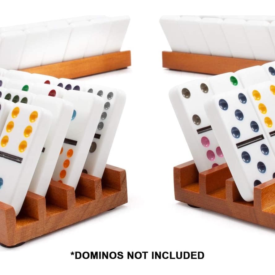 GSE™ Set of 4 Wood Domino Racks, Wooden Domino Trays/Holders for ...