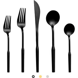 Matte Silverware Eating Utensils Set, 20-Piece Stainless Steel Flatware ...