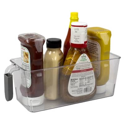 Small Pull-Out Plastic Storage Bin with Soft Grip Handle, Clear ...