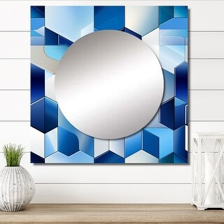 Designart "Minimalist White And Blue Polygons Geometric III" Modern ...