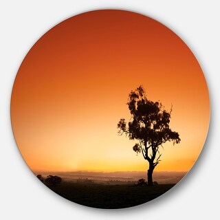 Designart 'Sunrise with Lonely Tree' Disc Metal Artwork Landscape - Bed ...
