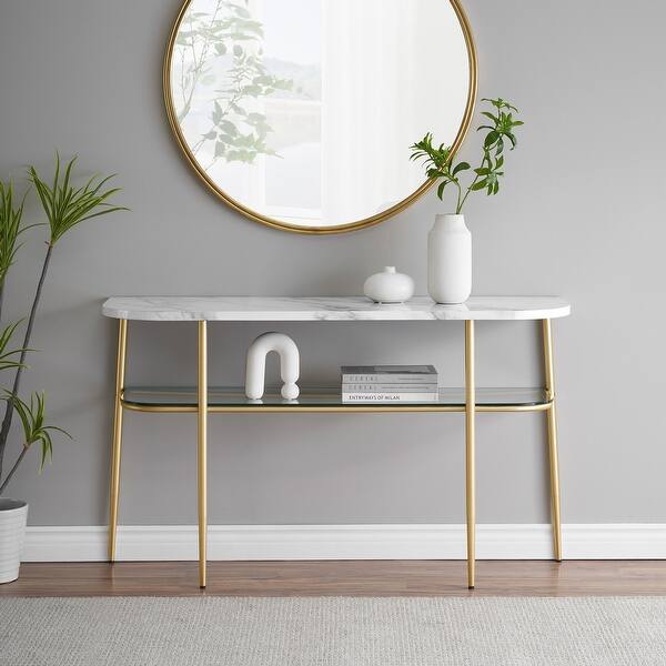 Walker Edison Faux Marble and Glass Entry Table - Bed Bath & Beyond ...