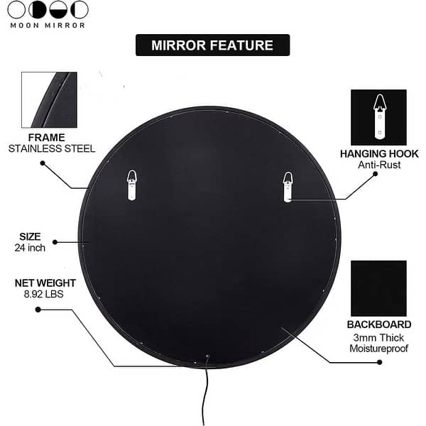 Moon Mirror 24 Inch Round Magic LED Luminous Lunar Light Up Wall ...