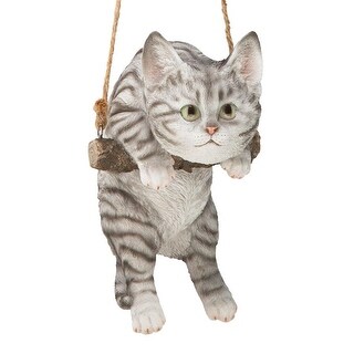 Design Toscano Gray Tabby Kitty on a Perch Hanging Cat Sculpture - Bed ...