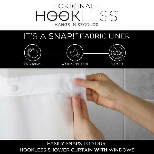 Hookless It s A Snap Snap in Fabric Water Resistant Shower Curtain Replacement Liner for Hookless Curtain On Sale Bed Bath Beyond 38205322