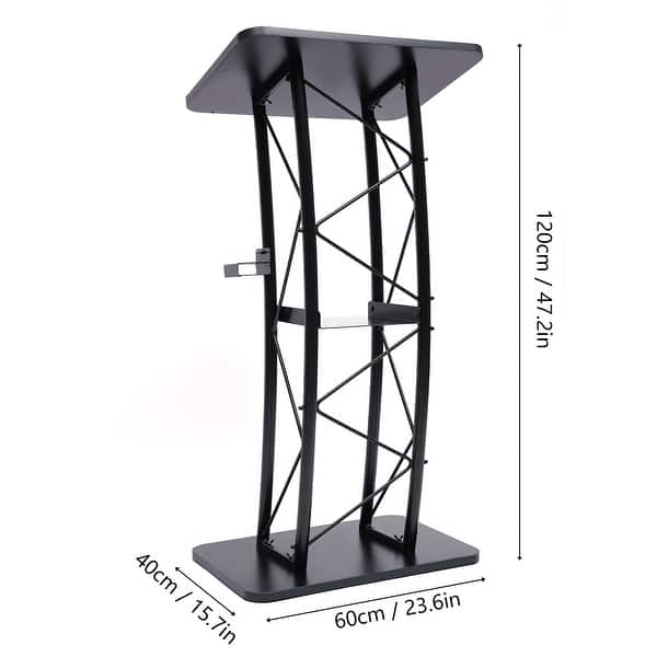 Curved Podium Stand Metal Black Pulpit Lectern for Speeches - Bed Bath ...