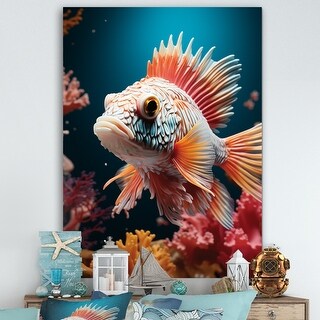 Designart "Orange Butterfly Fish Coral Wonders I" Butterfly Fish Wall ...